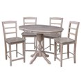 36" Round Extension Dining Table with Two Stools - Washed Gray Taupe ...
