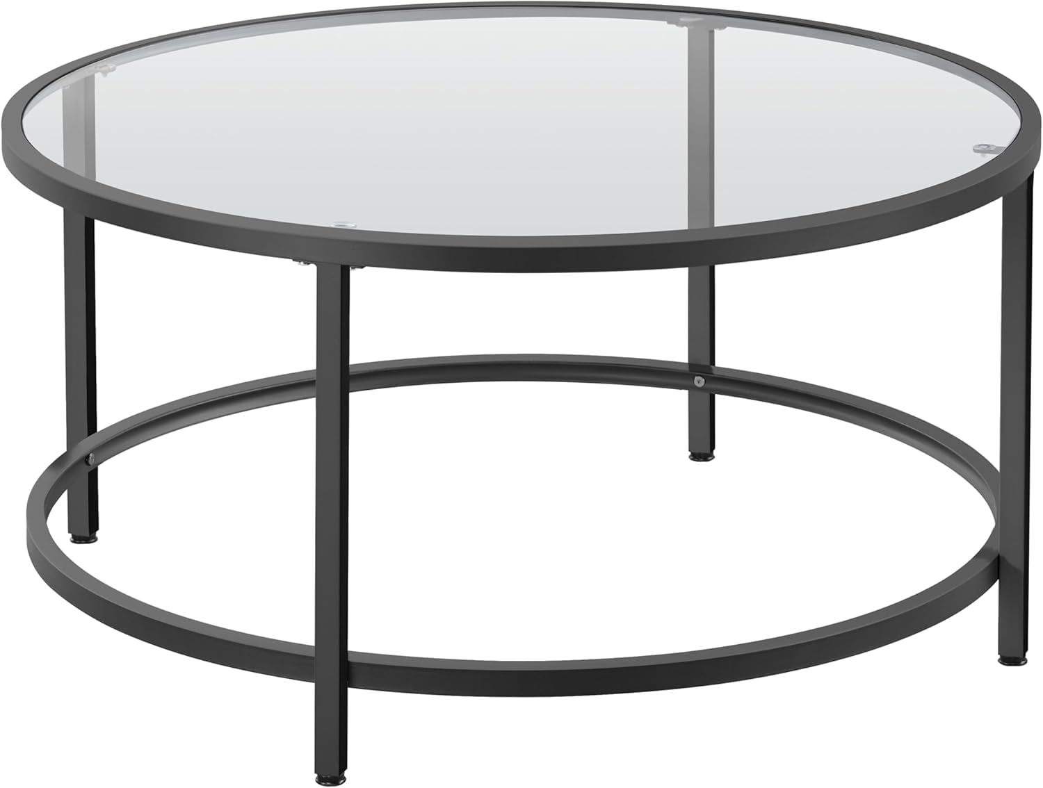 ZALIX 36" Round Glass Coffee Table, Black Circle Coffee Table Center ...
