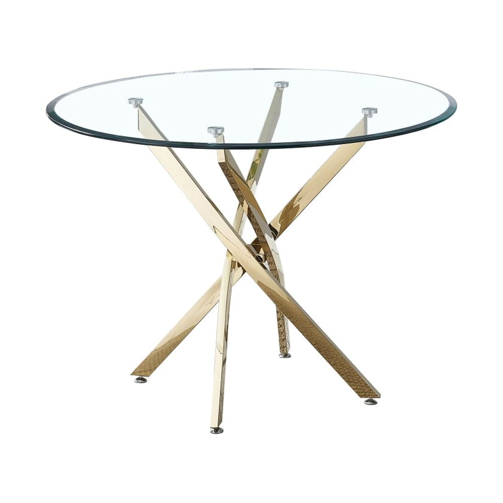 36" Round Glass Dining Table, Modern Dining Table with Tempered Glass ...