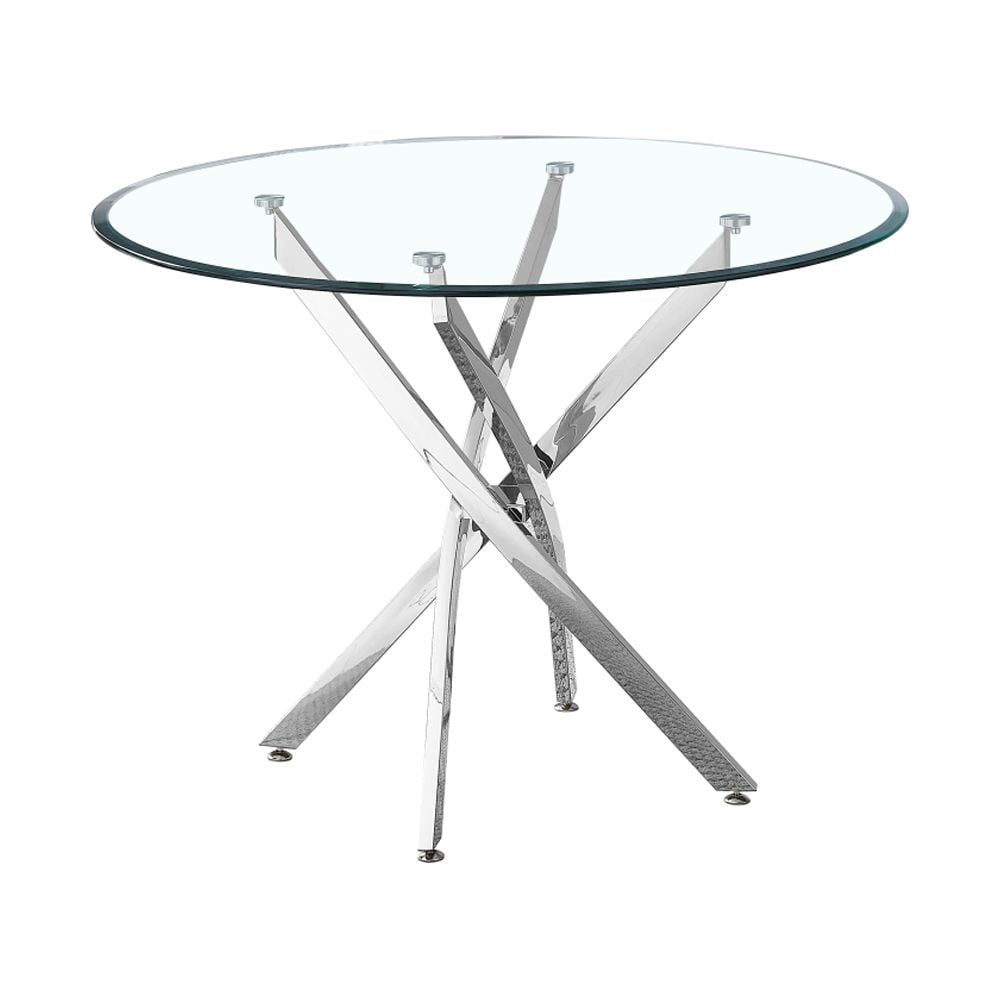 36" Round Glass Dining Table, Modern Dining Table with Tempered Glass ...