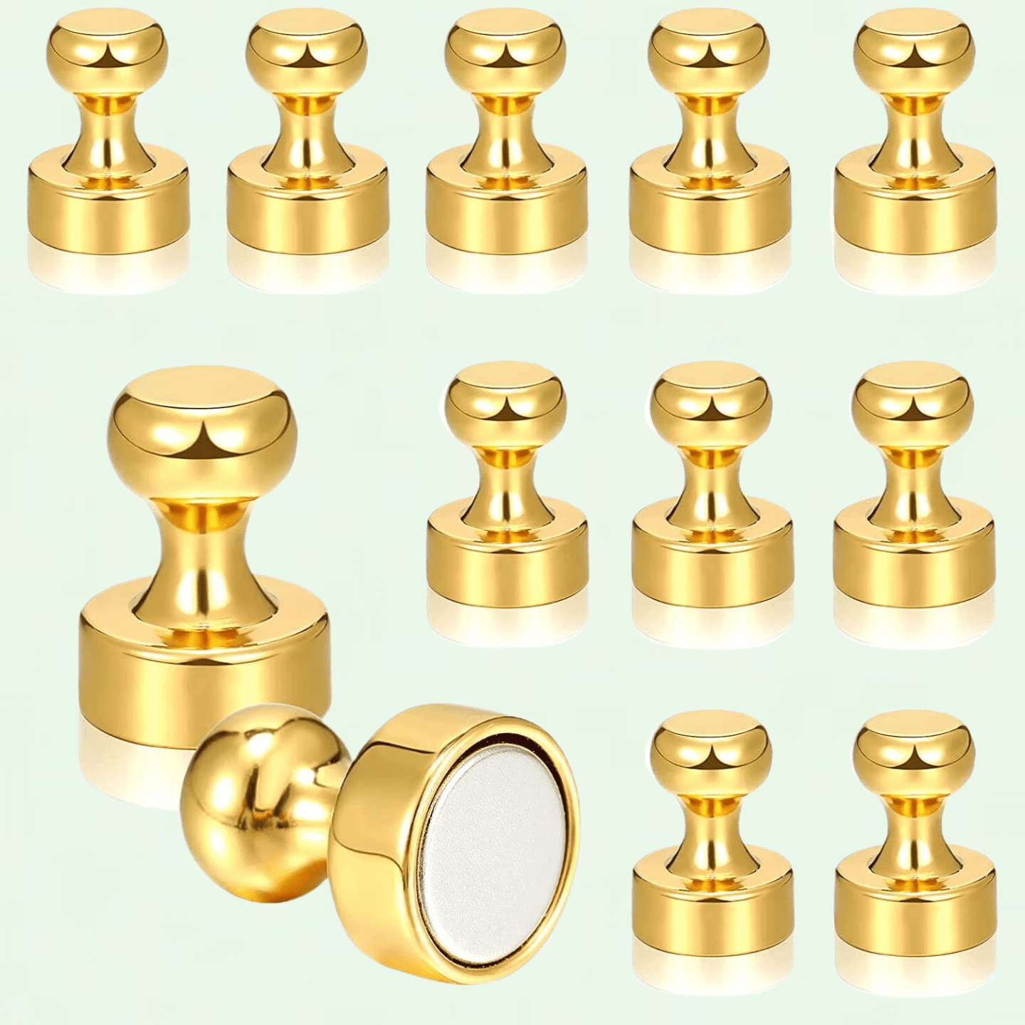 12 Pack Magnetic Push Pins, Gold Refrigerator Magnets for Kitchen and ...