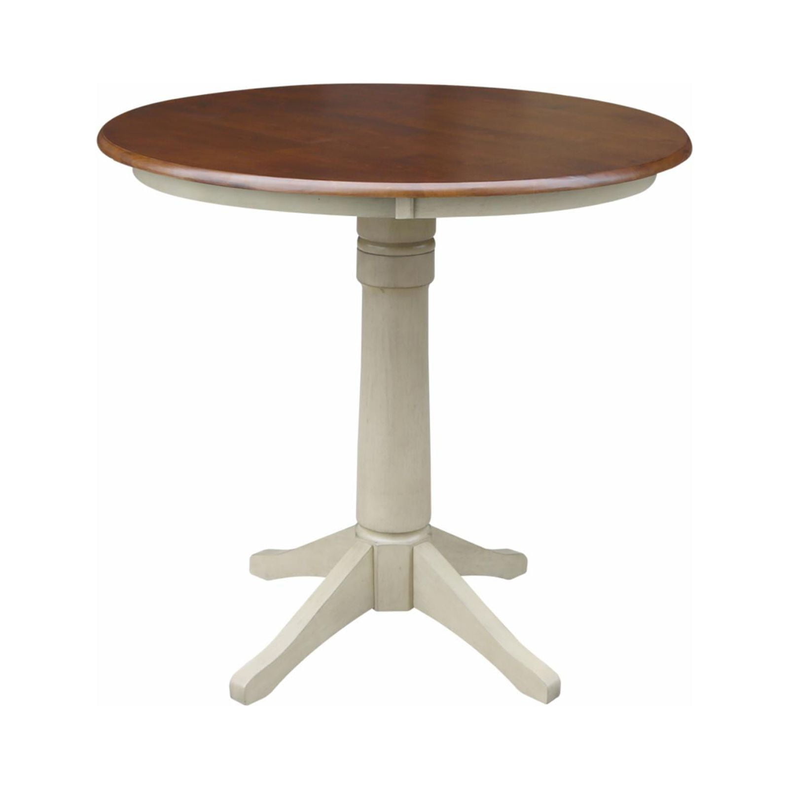 36" Round Pedestal Counter Height Table - Almond/Espresso - Walmart.com