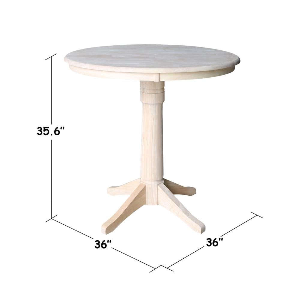 36" Round Pedestal Counter Height Table - Unfinished - Walmart.com