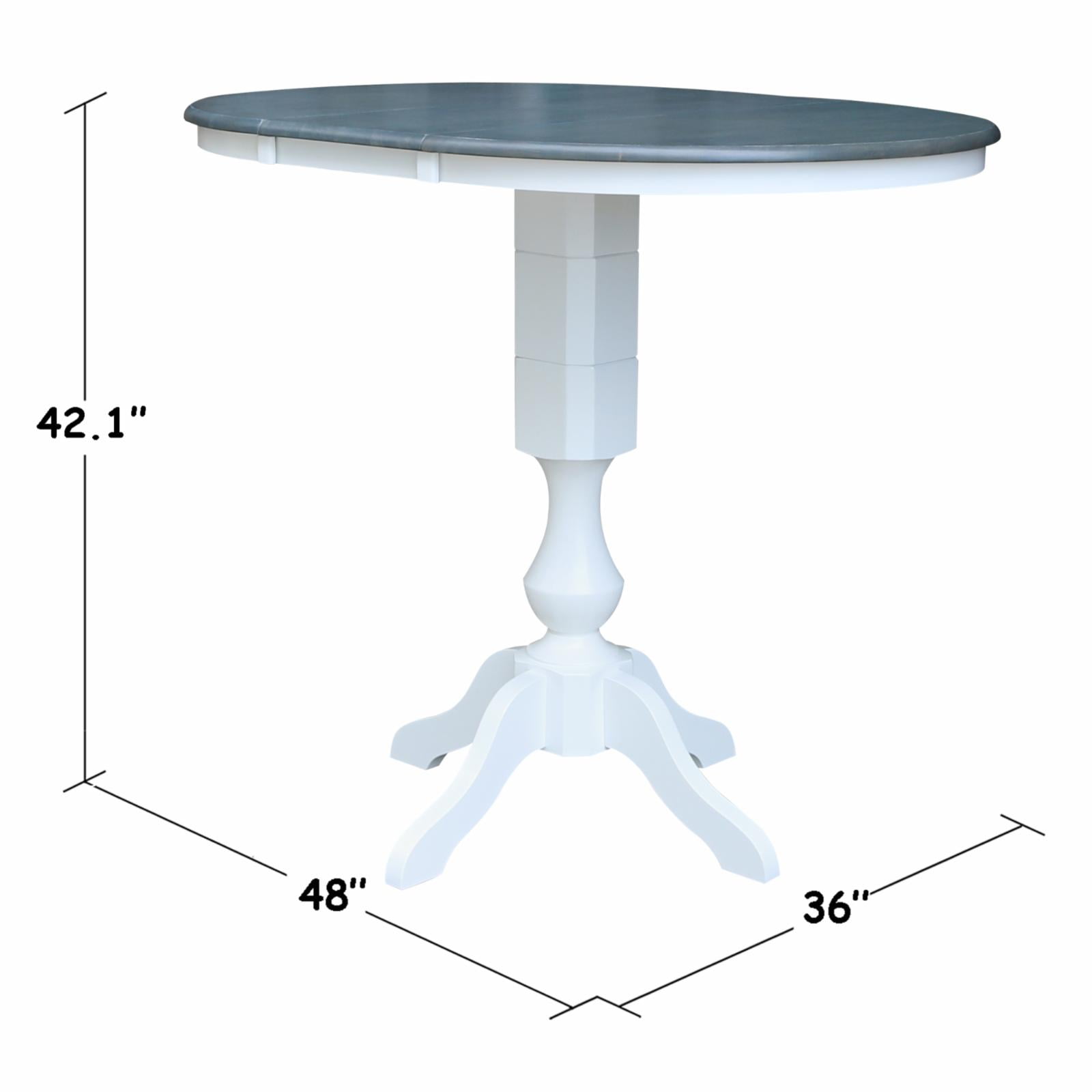 36" Round Round Wood Bar Height Dining Table with 12" Leaf in White ...