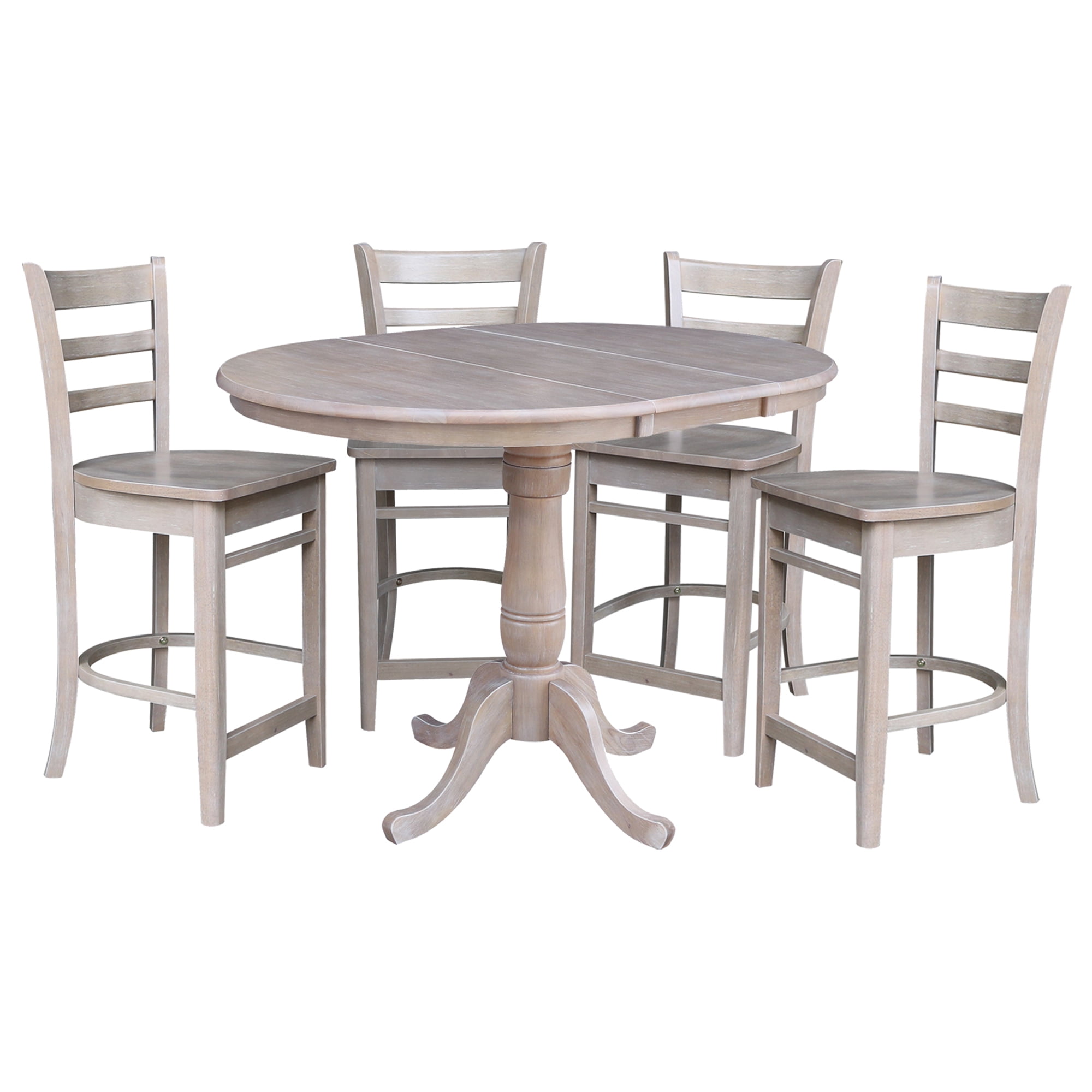 36" Round Solid Wood Counter Height Extension Dining Table with 12 ...
