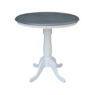 30" x 30" Solid Wood Round Pedestal Dining Table in Washed Gray Taupe ...