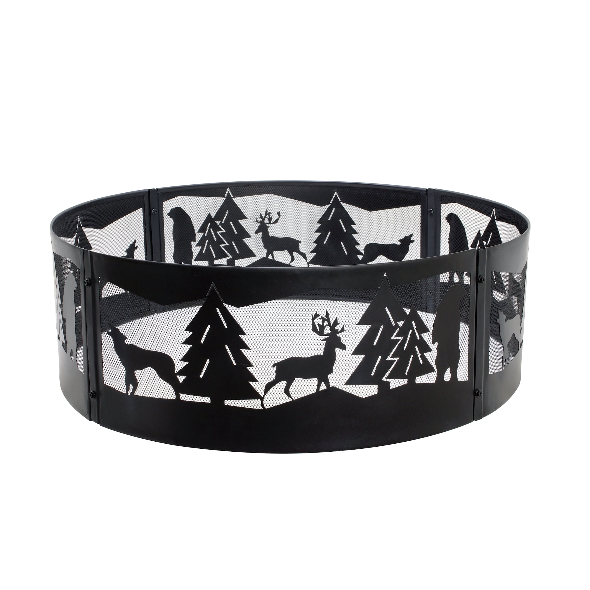 Pleasant Hearth 36-Inch Round Steel Fire Ring, Outdoor Bonfire ...