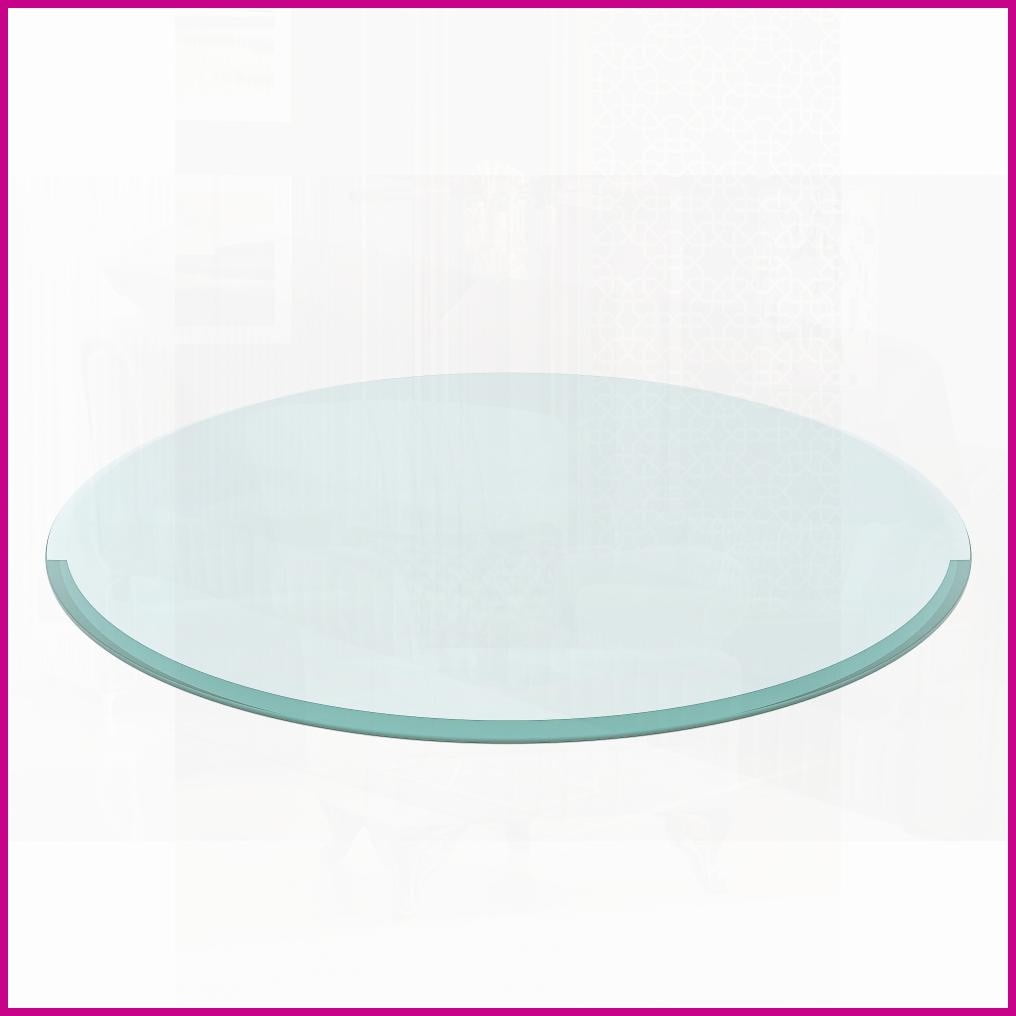 36” Round Tempered Glass Coffee Table Top, 1/2" Thick Beveled Edge ...