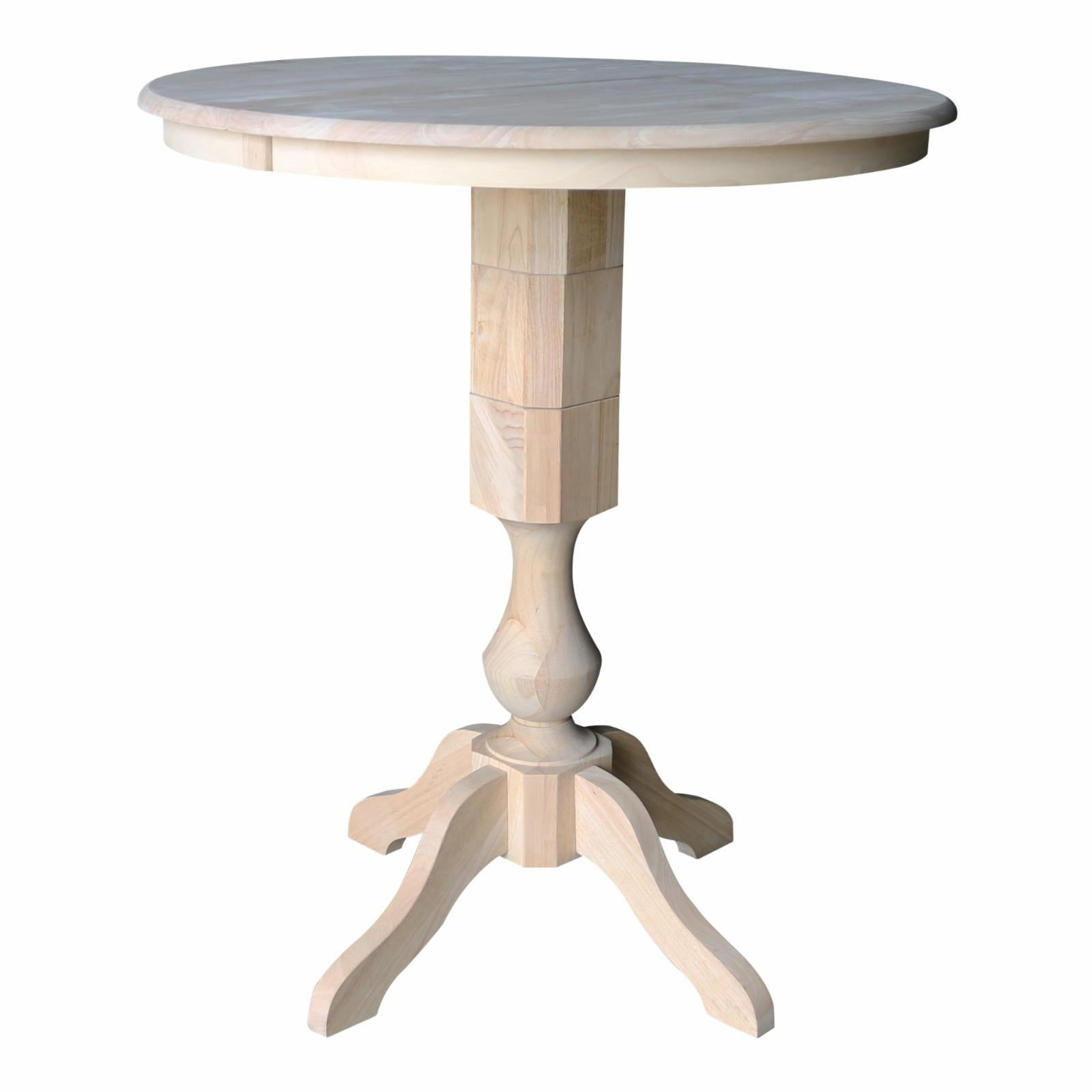 36" Round Top Bar Height Table with 12" Leaf - Unfinished - Walmart.com