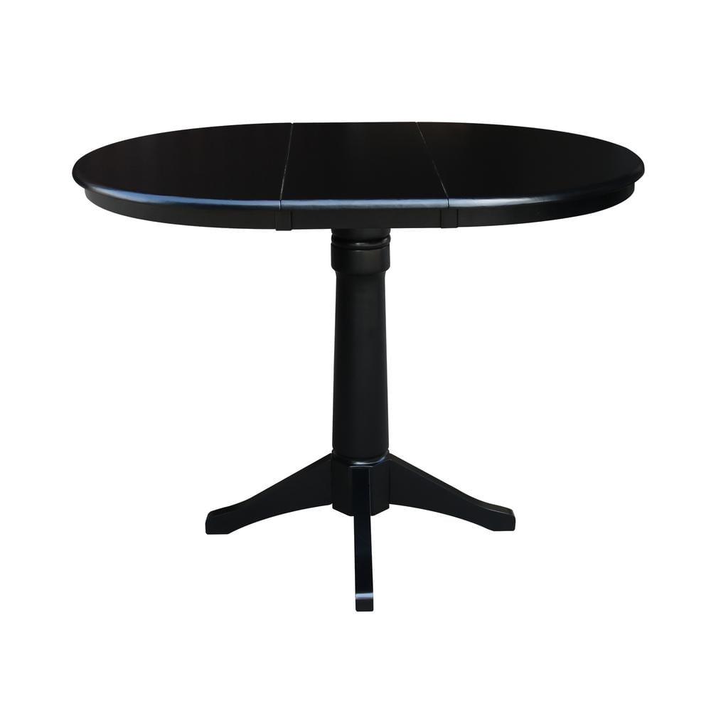 36" Round Top Counter Height Table with 12" Leaf - Black - Walmart.com
