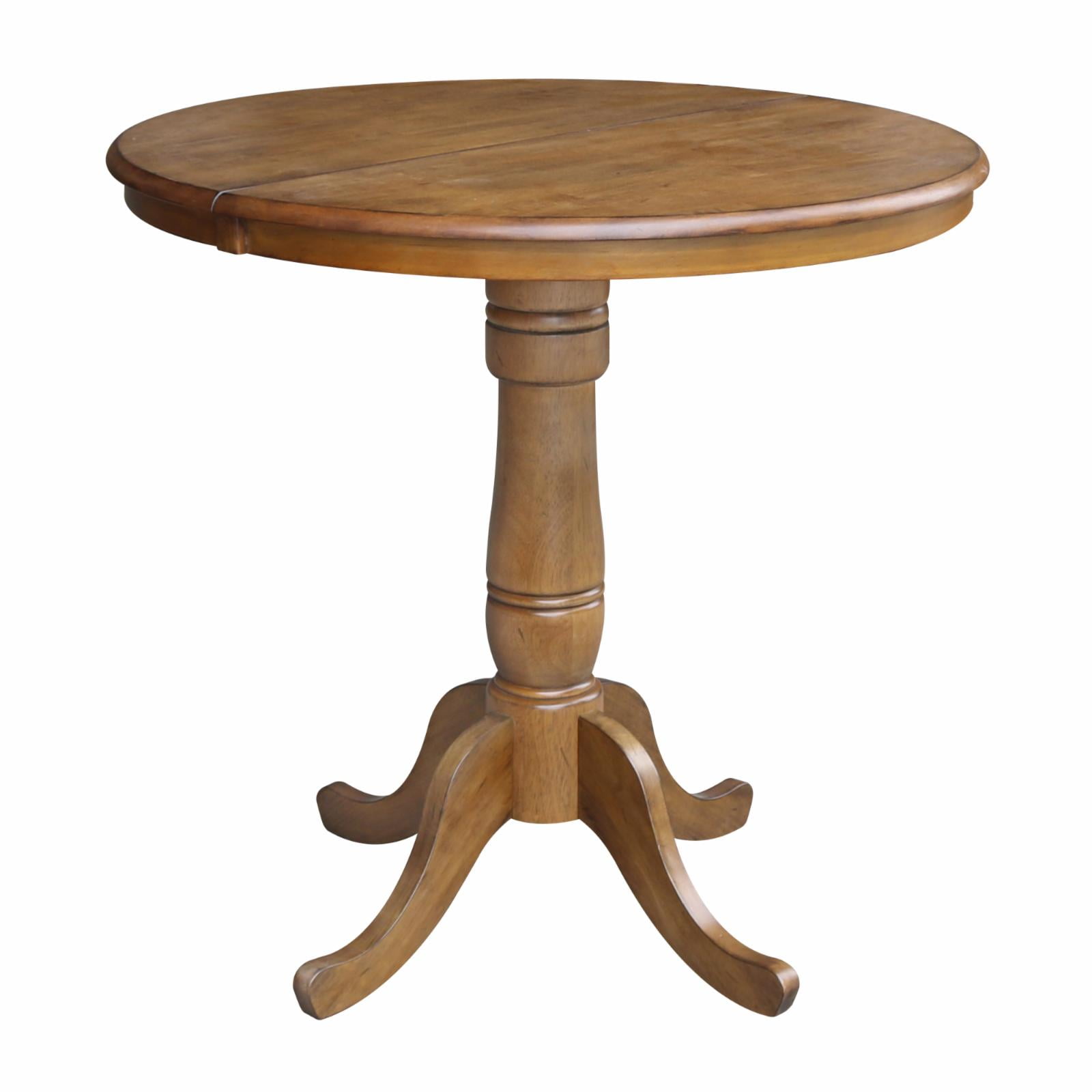 36" Round Top Counter Height Table with 12" Leaf - Pecan - Walmart.com
