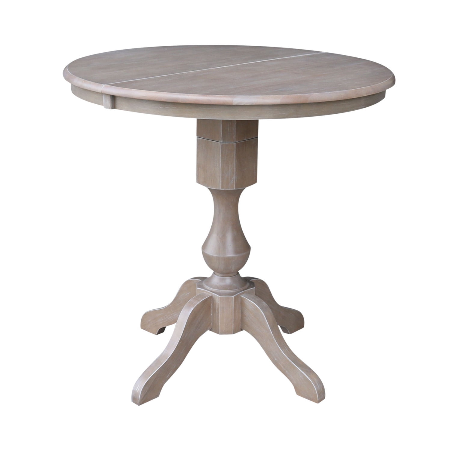 36" Round Top Counter Height Table with 12" Leaf - Washed Gray Taupe ...