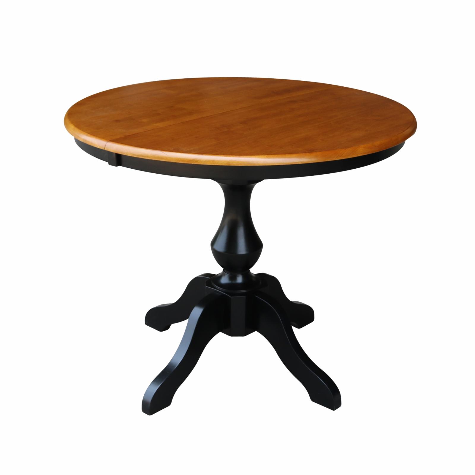 36" Round Top Dining Table with 12" Leaf - Black/Cherry - Walmart.com