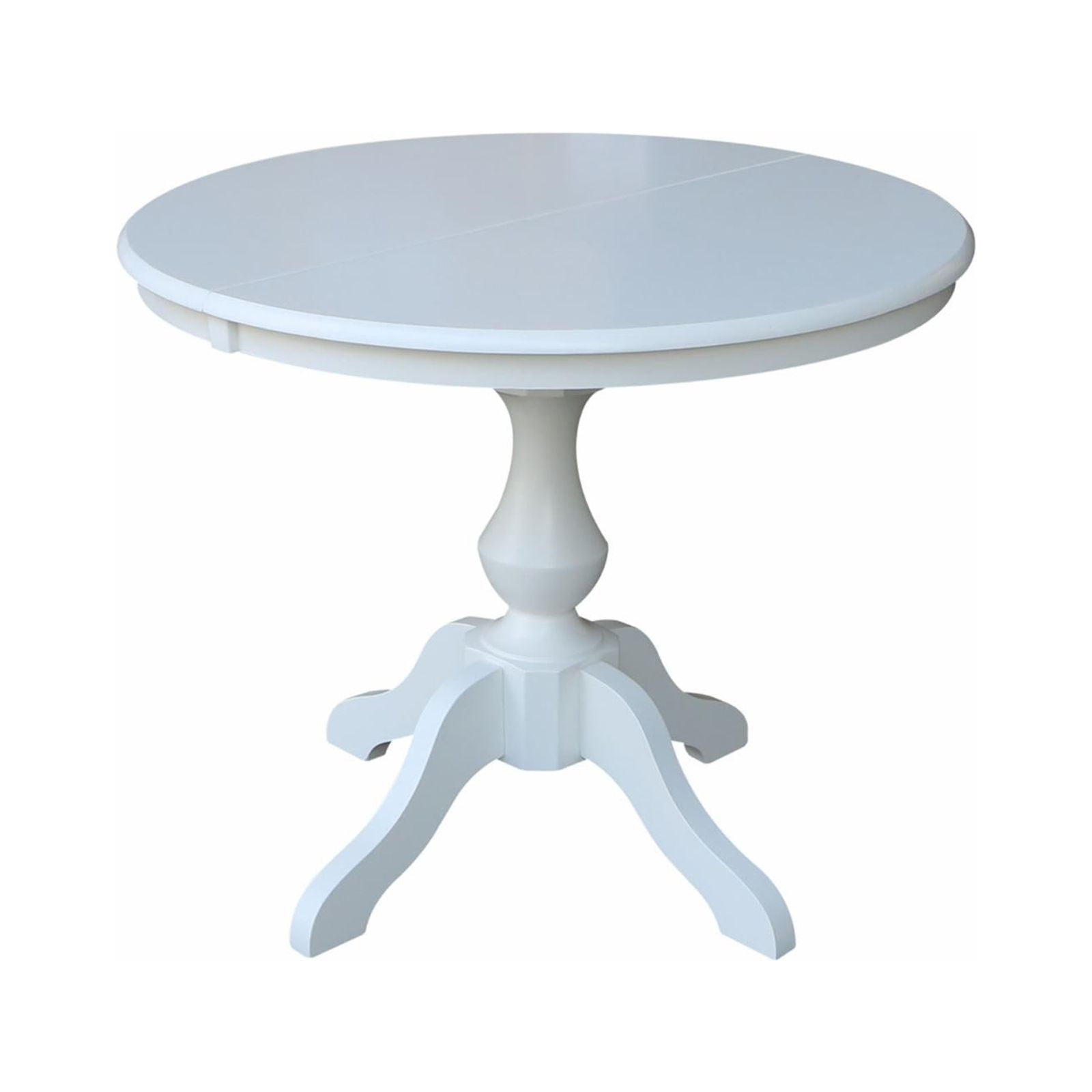 36" Round Top Dining Table with 12" Leaf - White - Walmart.com