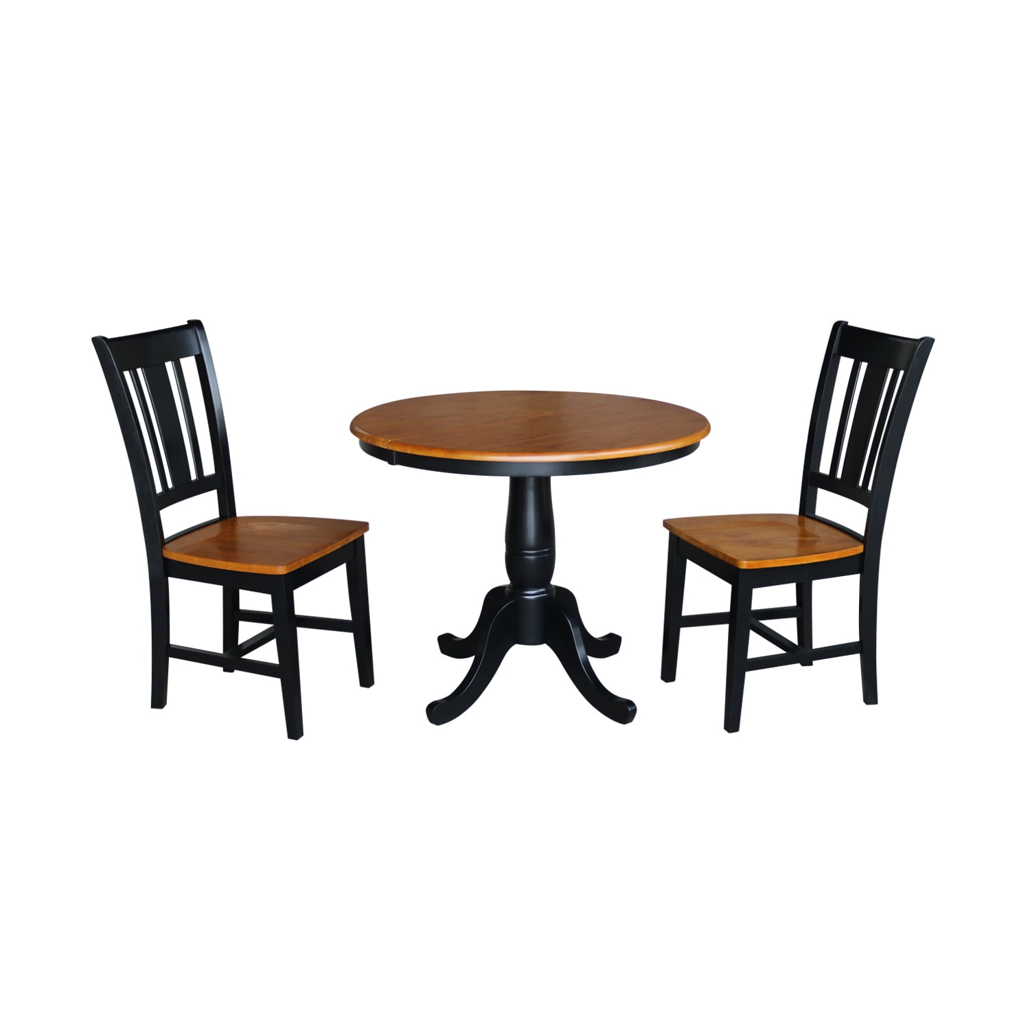 36" Round Top Pedestal Ext Table With 12" Leaf And 2 San Remo Chairs ...