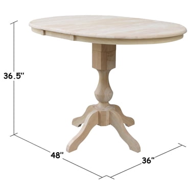 36" Round Counter Height Table with 12" Leaf - Black - Walmart.com