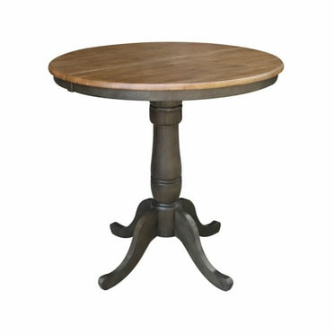 36" Round Bar Height Table with 12" Leaf - Unfinished - Walmart.com