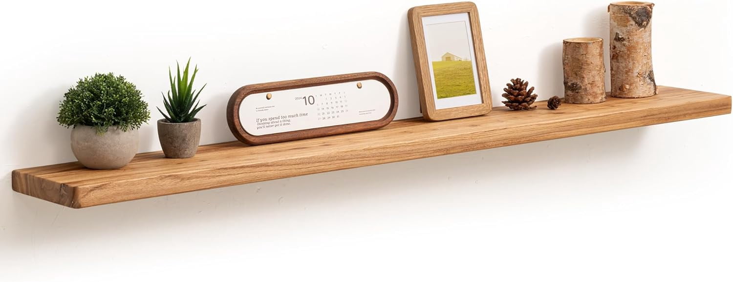 36” Rustic Walnut Wood Floating Shelves 8 Inch Deep Wall Shelves for ...