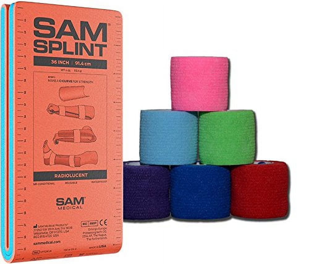 36" SAM Splint plus 2" Cohesive Co-Flex Wrap Combo Kit (1 Splint/2 ...