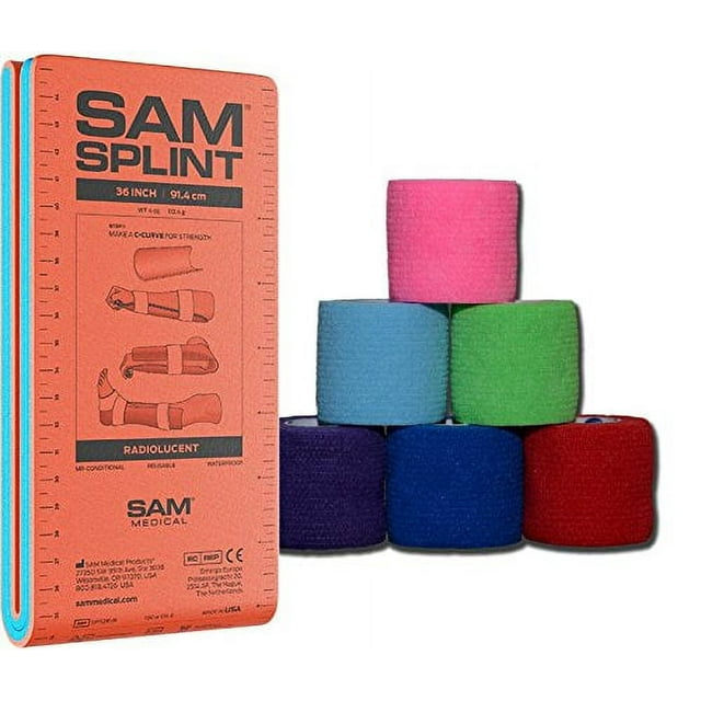 36" SAM Splint plus 2" Cohesive Co-Flex Wrap Combo Kit (1 Splint/2 ...