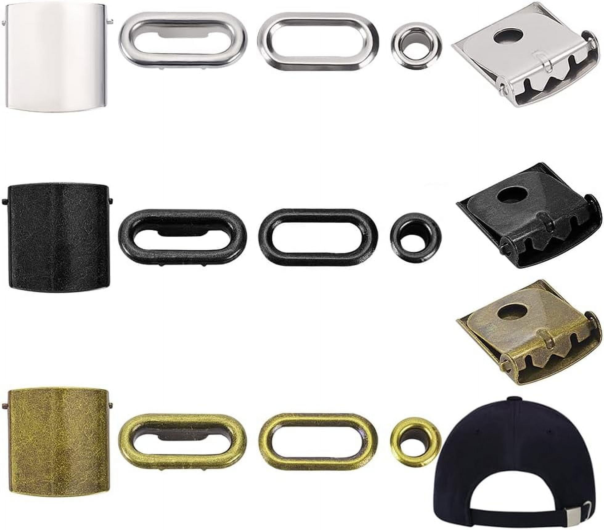 36 Sets 3 Colors Stainless Steel Hat Cap Buckle with Eyelets Adjustable ...