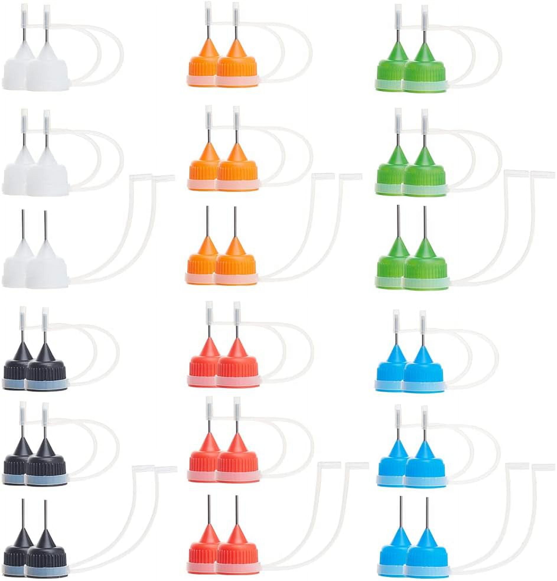 36 Sets 6 Colors Plastic Needle Tip Bottle Caps 0.5" Replacement Needle ...