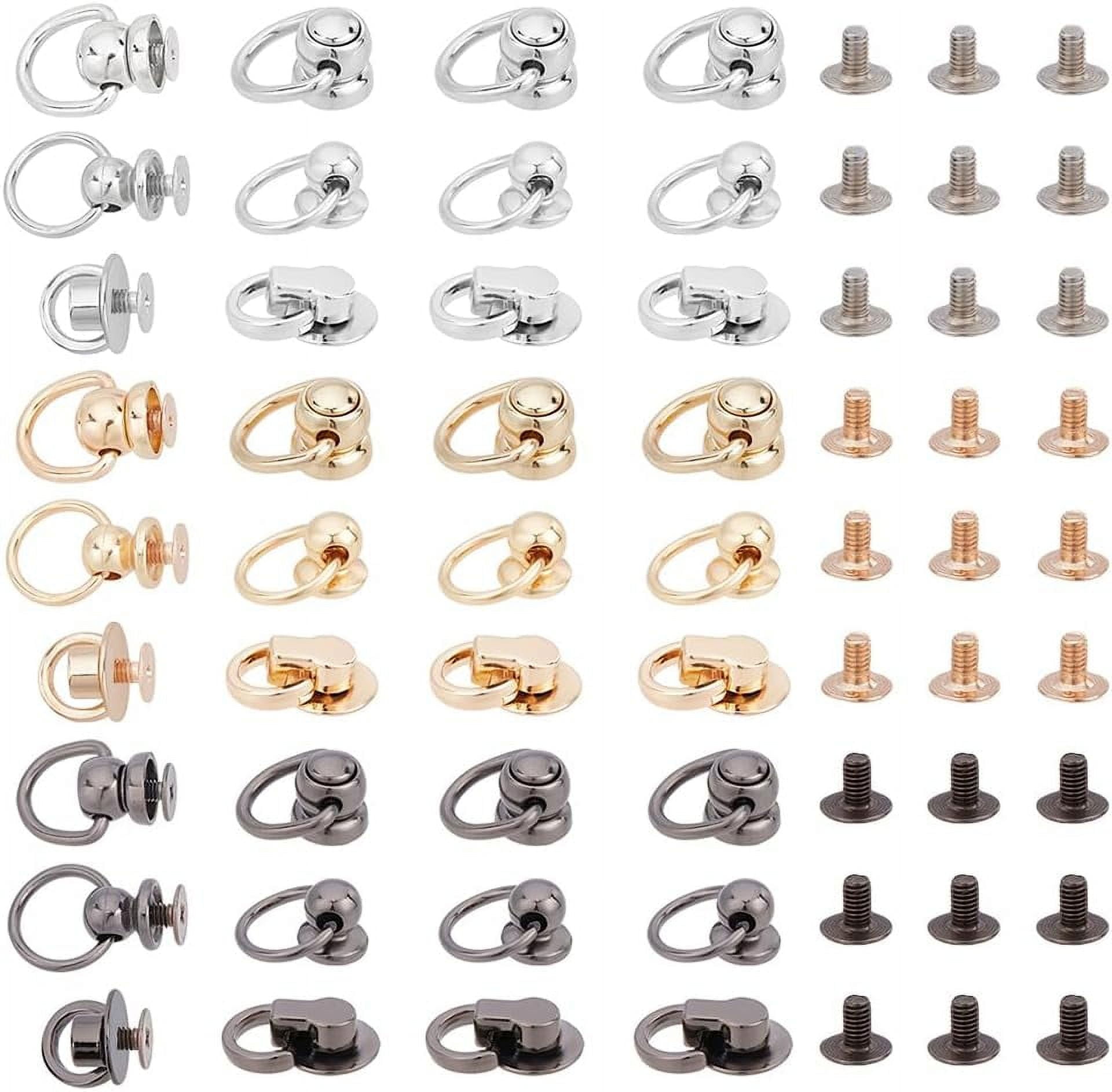 36 Sets 9 Styles Ball Studs Rivets D Ring Stud Screw Ball Post Head ...