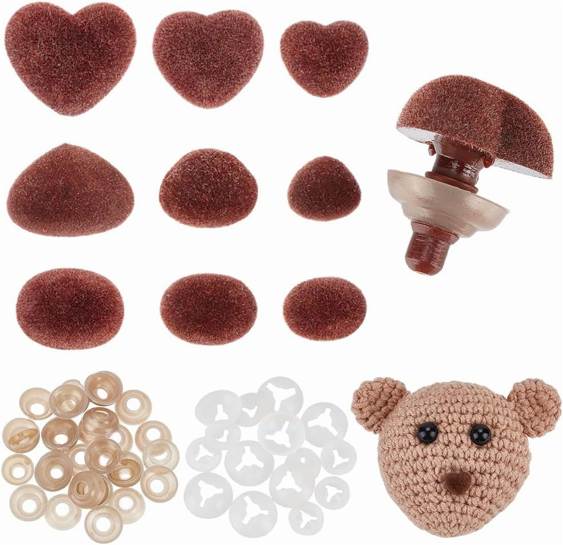 36 Sets Flocking Safety Noses 3 Styles Brown Velvet Amigurumi Noses ...