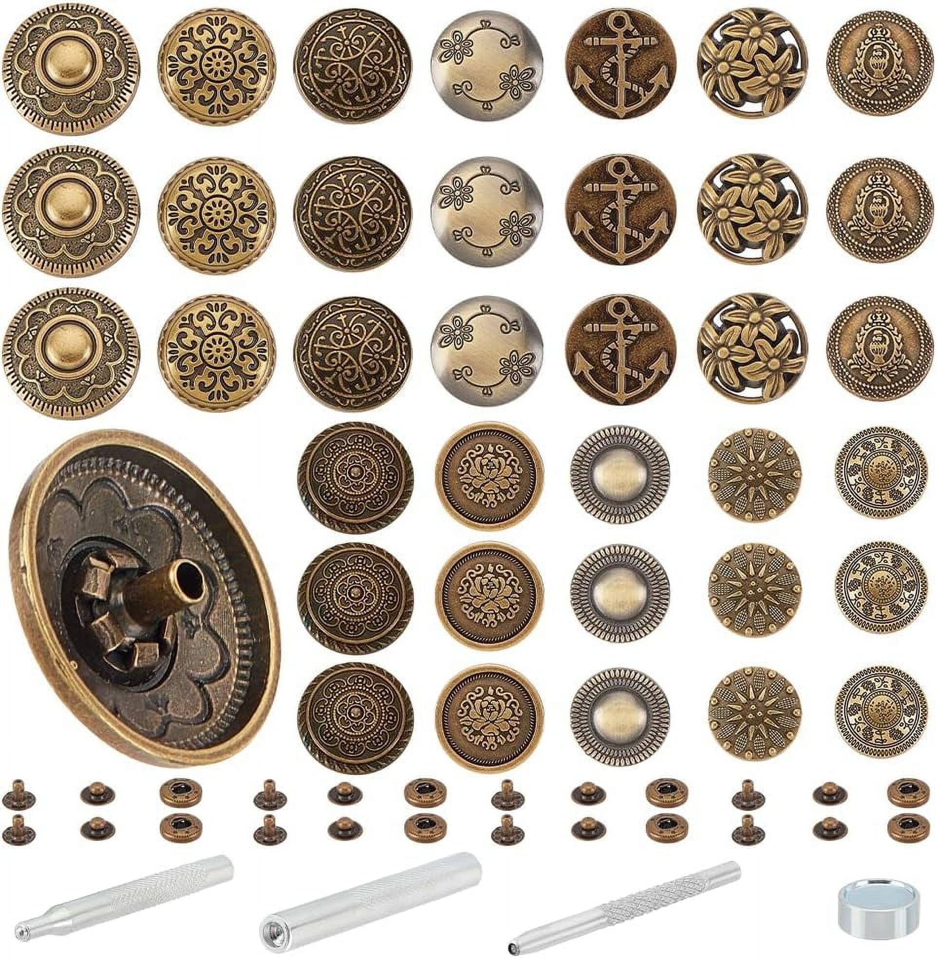 36 Sets Leather Snap Fasteners Kit 18mm Snaps for Leather Press Studs ...