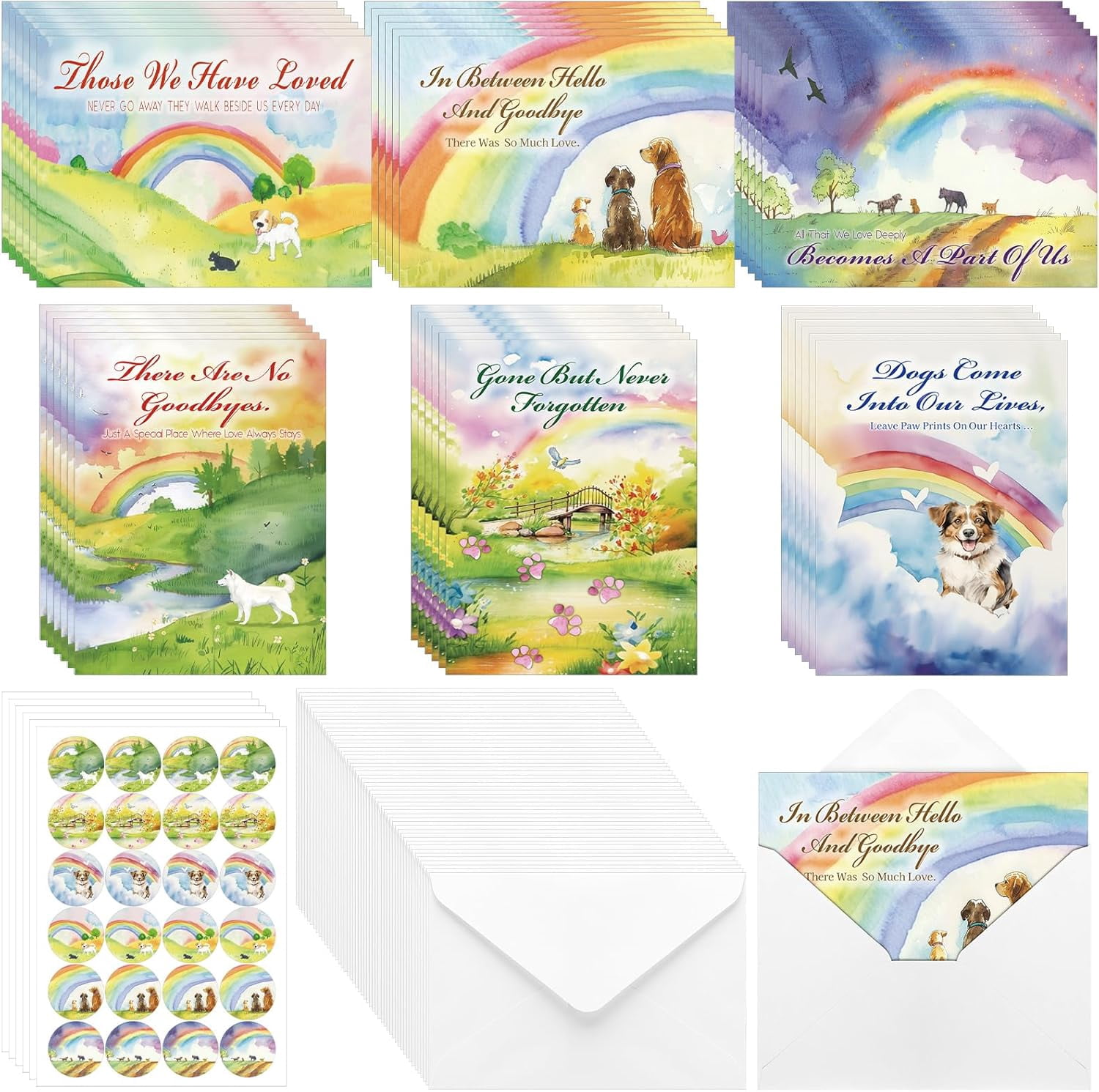 36 Sets Pet Sympathy Cards for Dogs Cats with Envelopes and Stickers ...