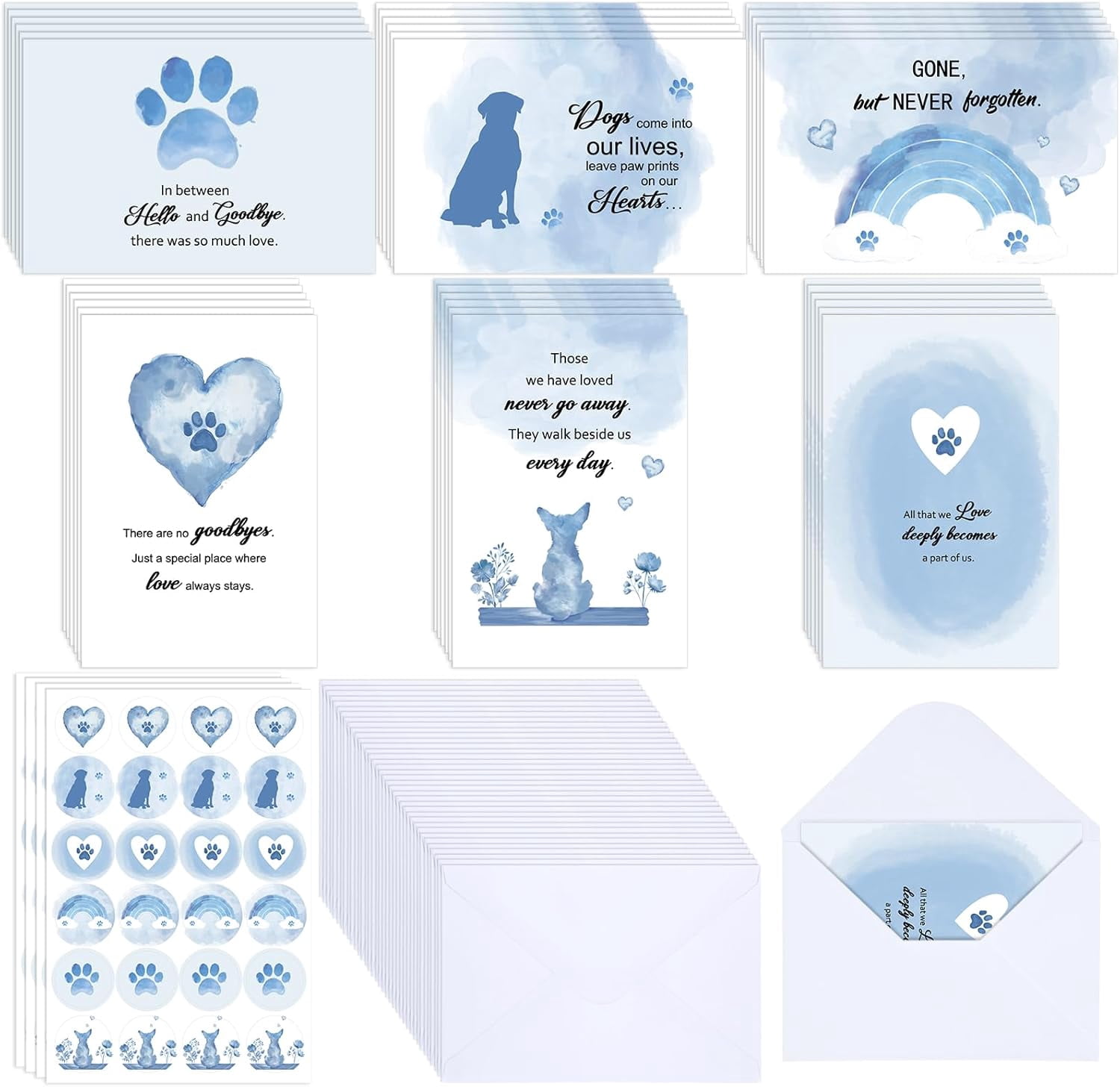 36 Sets Pet Sympathy Cards for Dogs Cats with Envelopes and Stickers ...