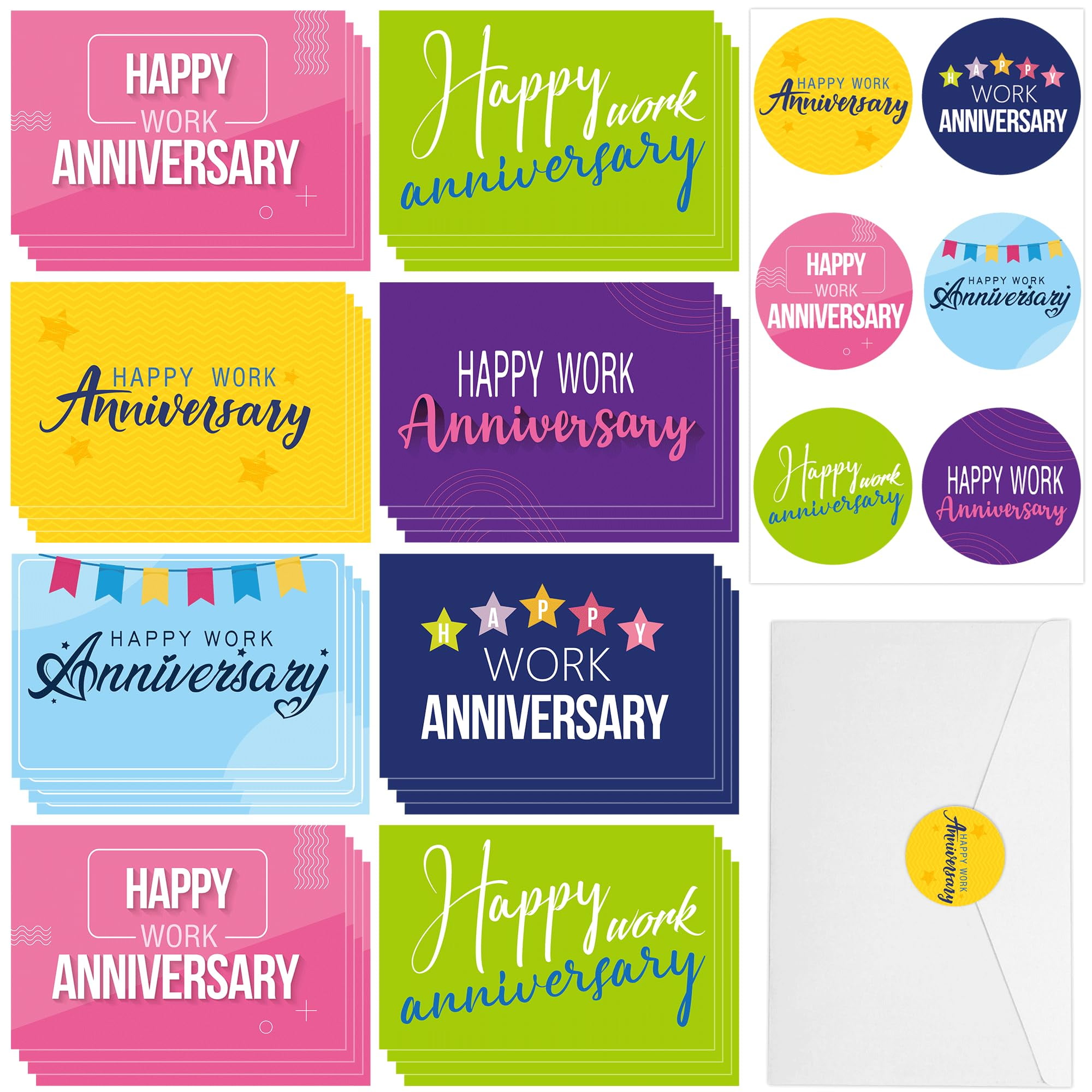 36 Sets Work Anniversary JKF25 Cards Happy Employee Anniversary Cards ...