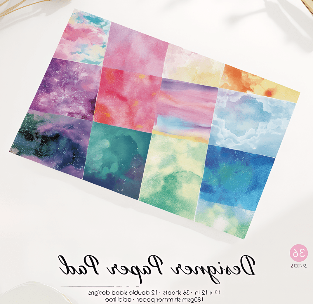 36 Sheets 12x12 Scrapbook Paper Pad, Double-Sided Shimmer Cardstock, 12 ...