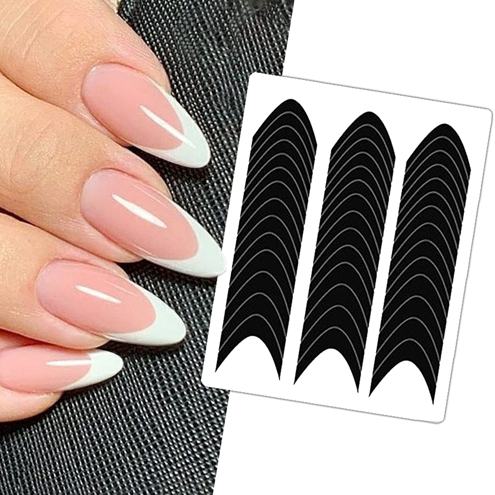36 Sheets 1512 Pcs French Tip Nail Guides, Self-Adhesive French Smile ...