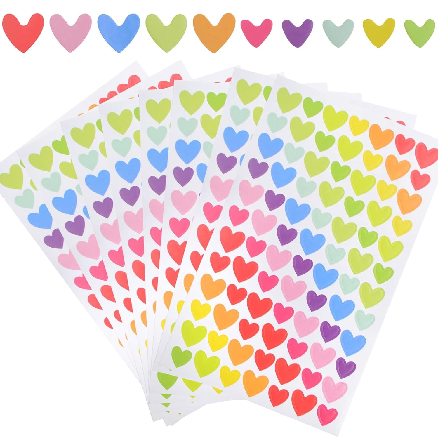 36 Sheets/3024pcs Mixed Colors Small Heart Stickers Self Adhesive Love ...