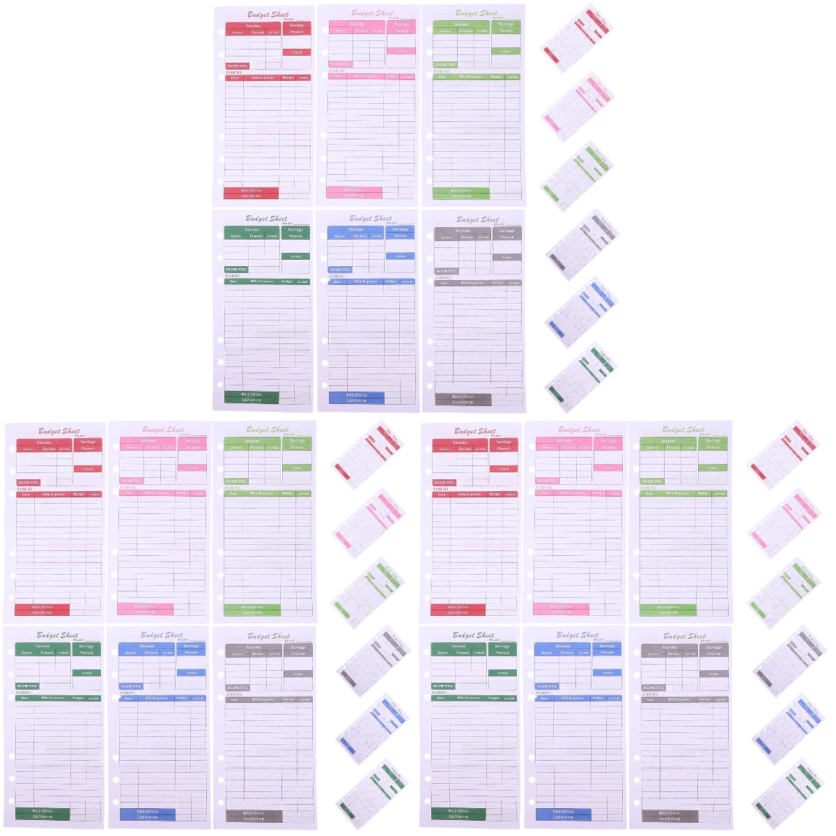 36 Sheets Budget Sheets with Hole Budget Recording Cards Budget Planner ...