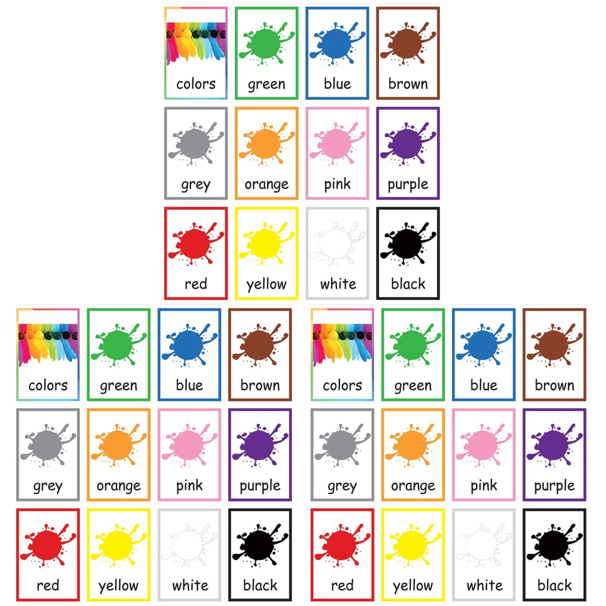 36 Sheets Color Words Flash Cards Colors Words Learning Cards English ...