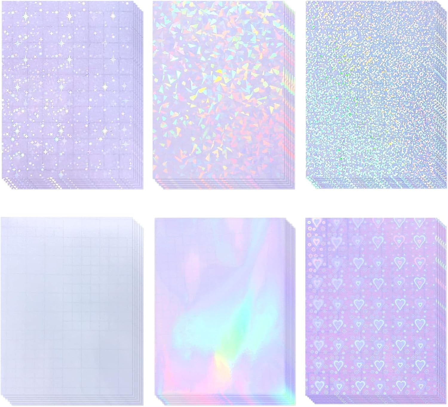 36 Sheets Holographic Laminate Sheets Transparent Holographic Sticker ...