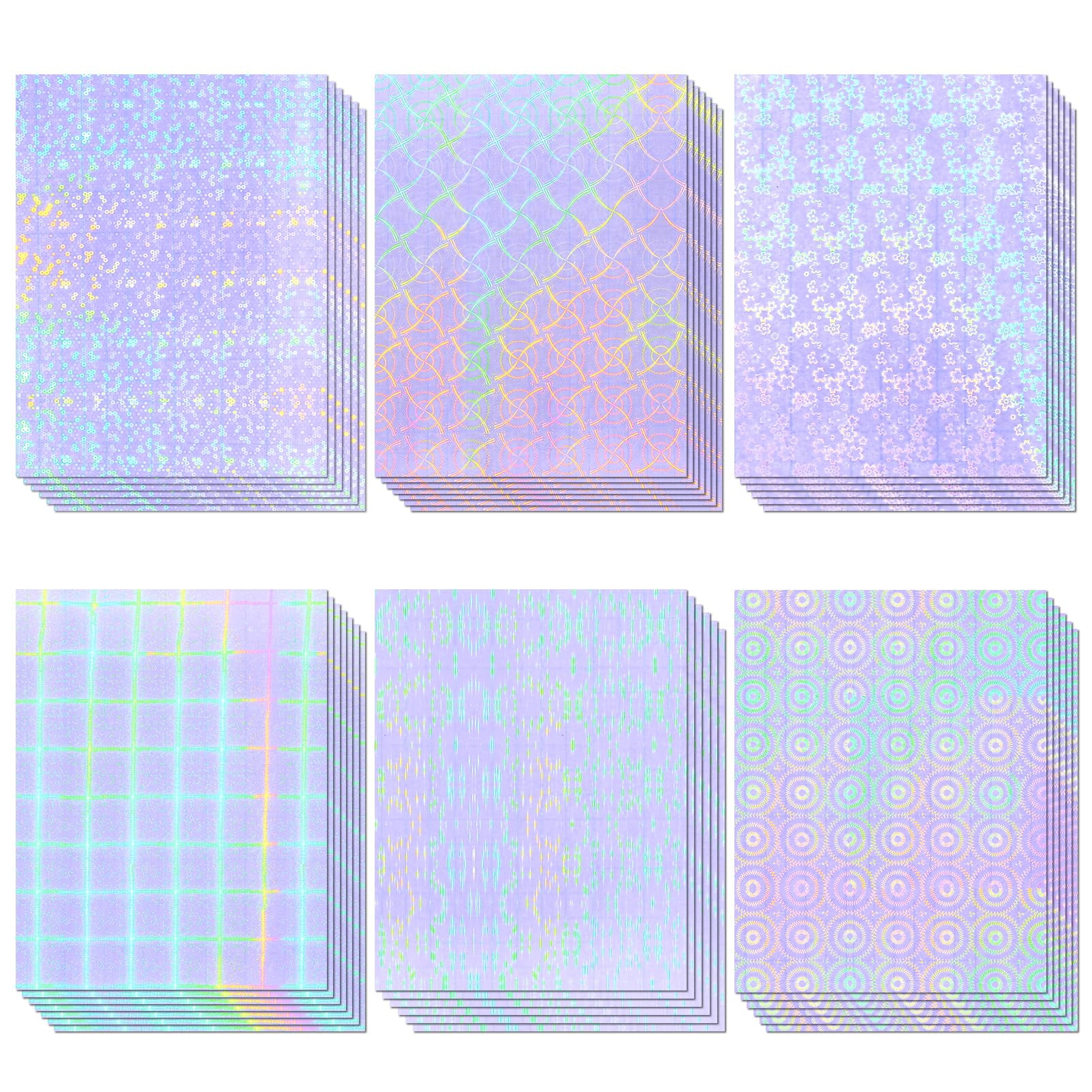 36 Sheets Holographic Sticker Paper, Clear Vinyl Laminate Film for ...