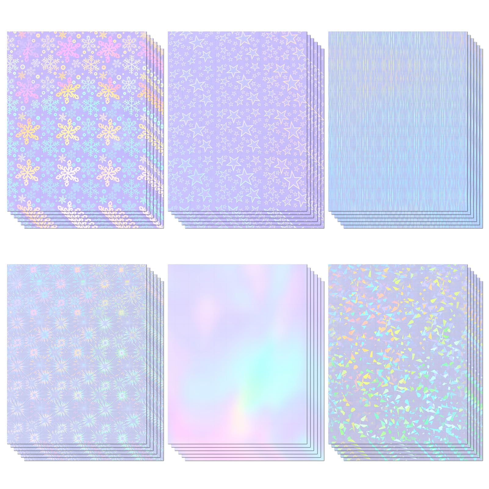 36 Sheets Holographic Sticker Paper, Clear Vinyl Laminate Film for ...
