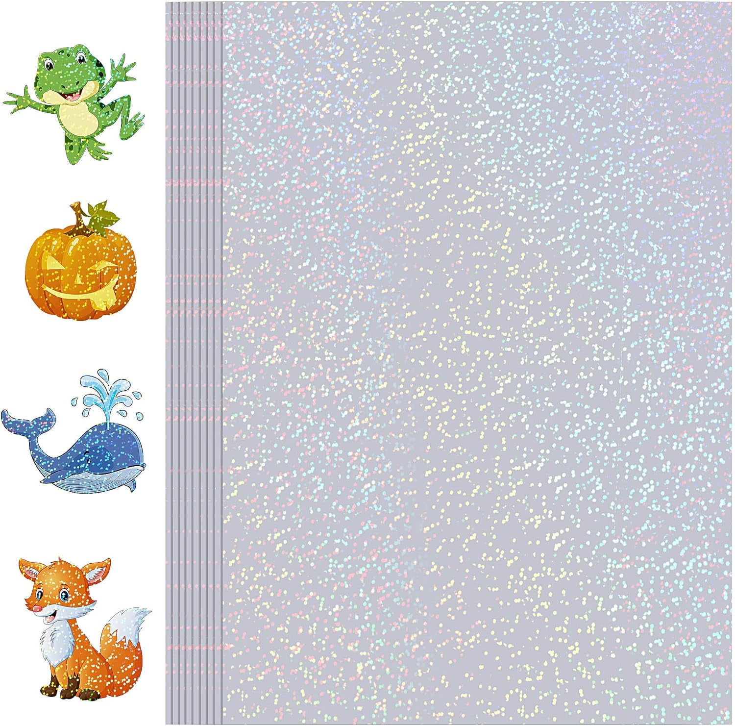36 Sheets Holographic Sticker Paper, Transparent Holographic Vinyl ...