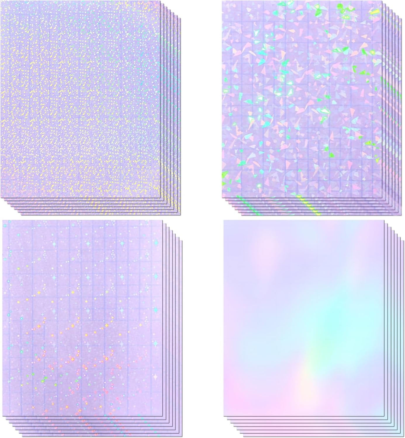 36 Sheets Holographic Sticker Paper, Transparent Holographic Vinyl ...