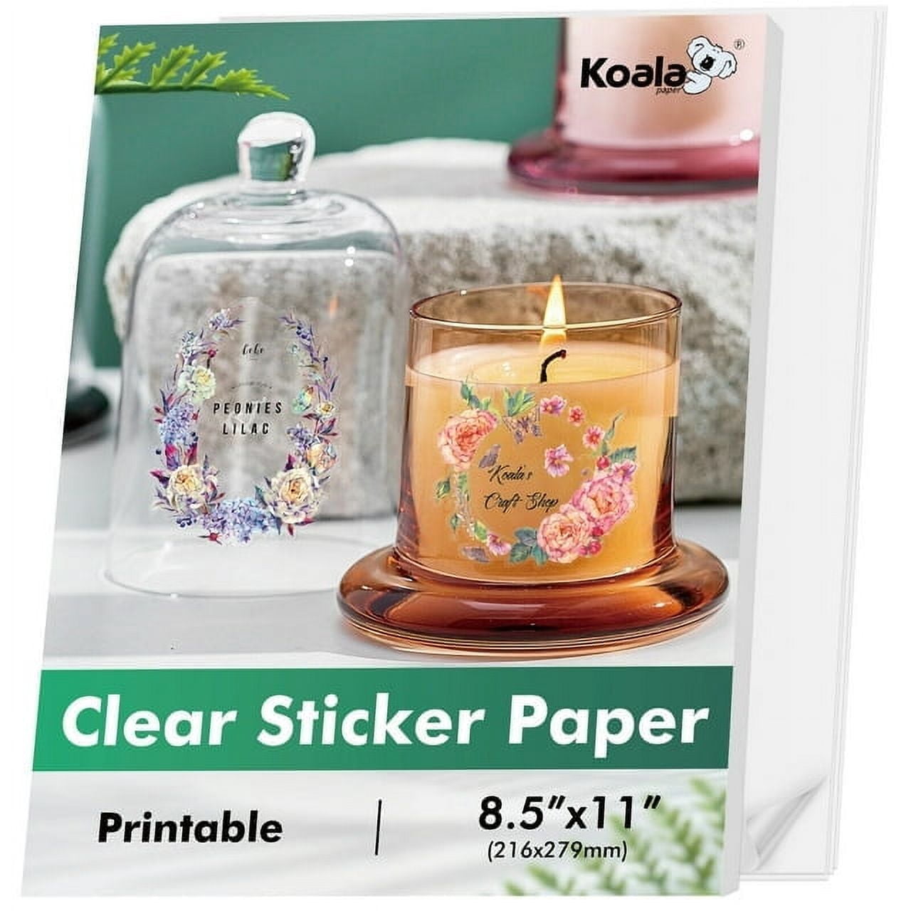36 Sheets Koala Clear Sticker Paper for Inkjet & Laser Printers,Crystal ...