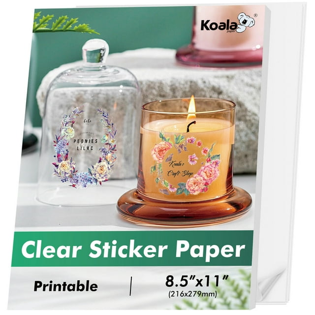 36 Sheets Koala Clear Sticker Paper for Inkjet & Laser Printers,Crystal ...