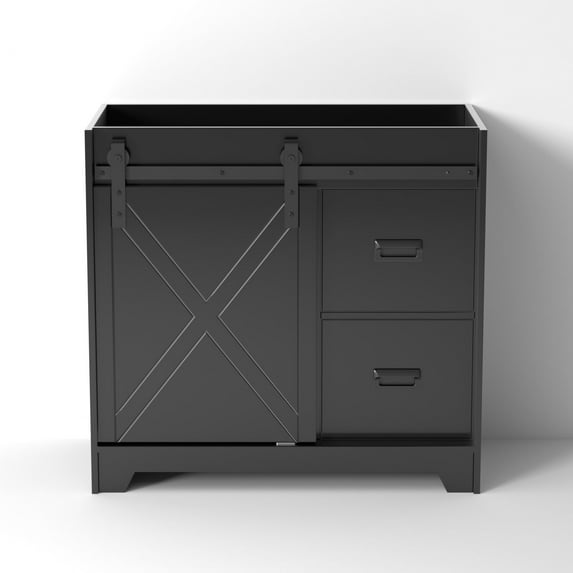 36" Single Bathroom Vanity Base Cabinet Only, Sliding Barn Door ...