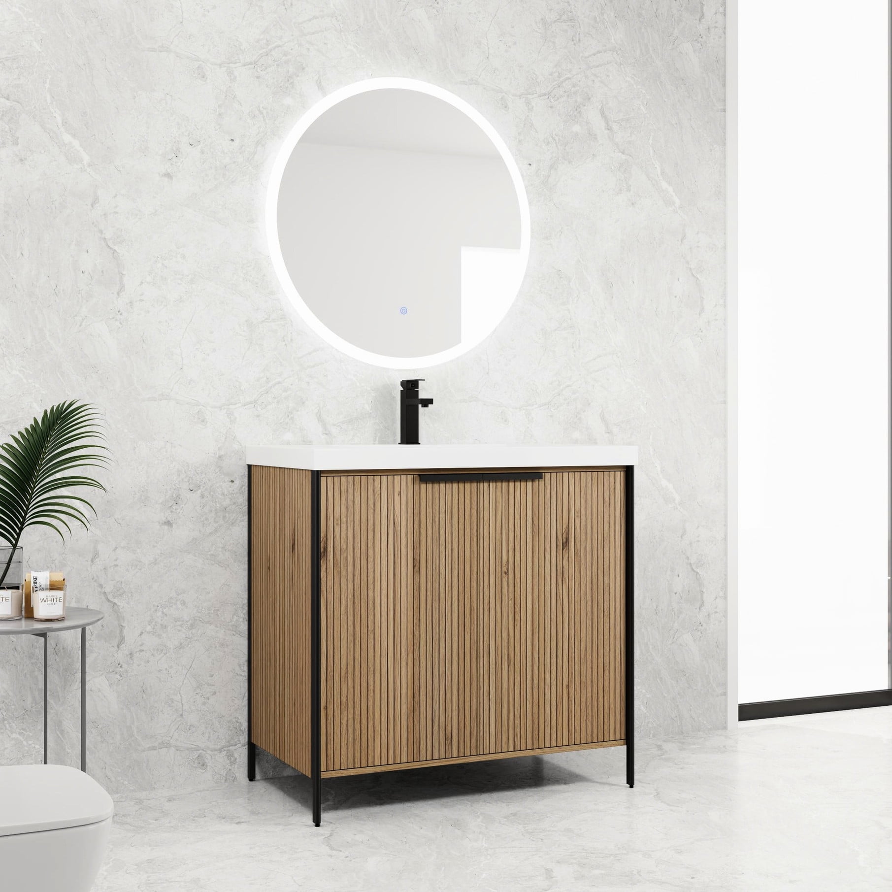 36" Size, Cabinet-Basin Integral - Soft-Close Hinges & Metal Handles ...