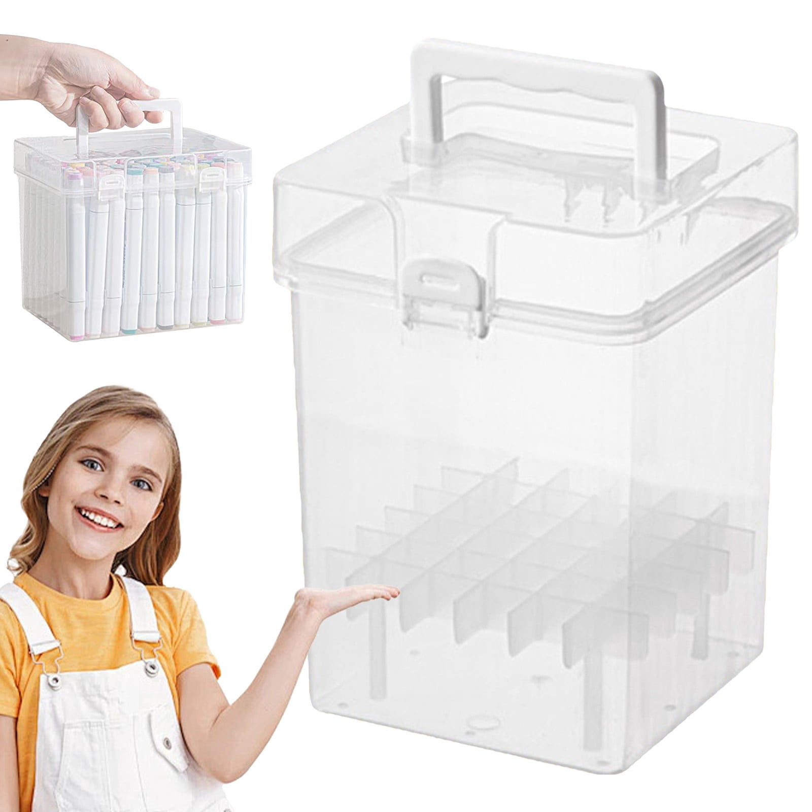 36 Slot Paint Pen Storage Box, Clear Plastic Marker Organizer, Empty ...