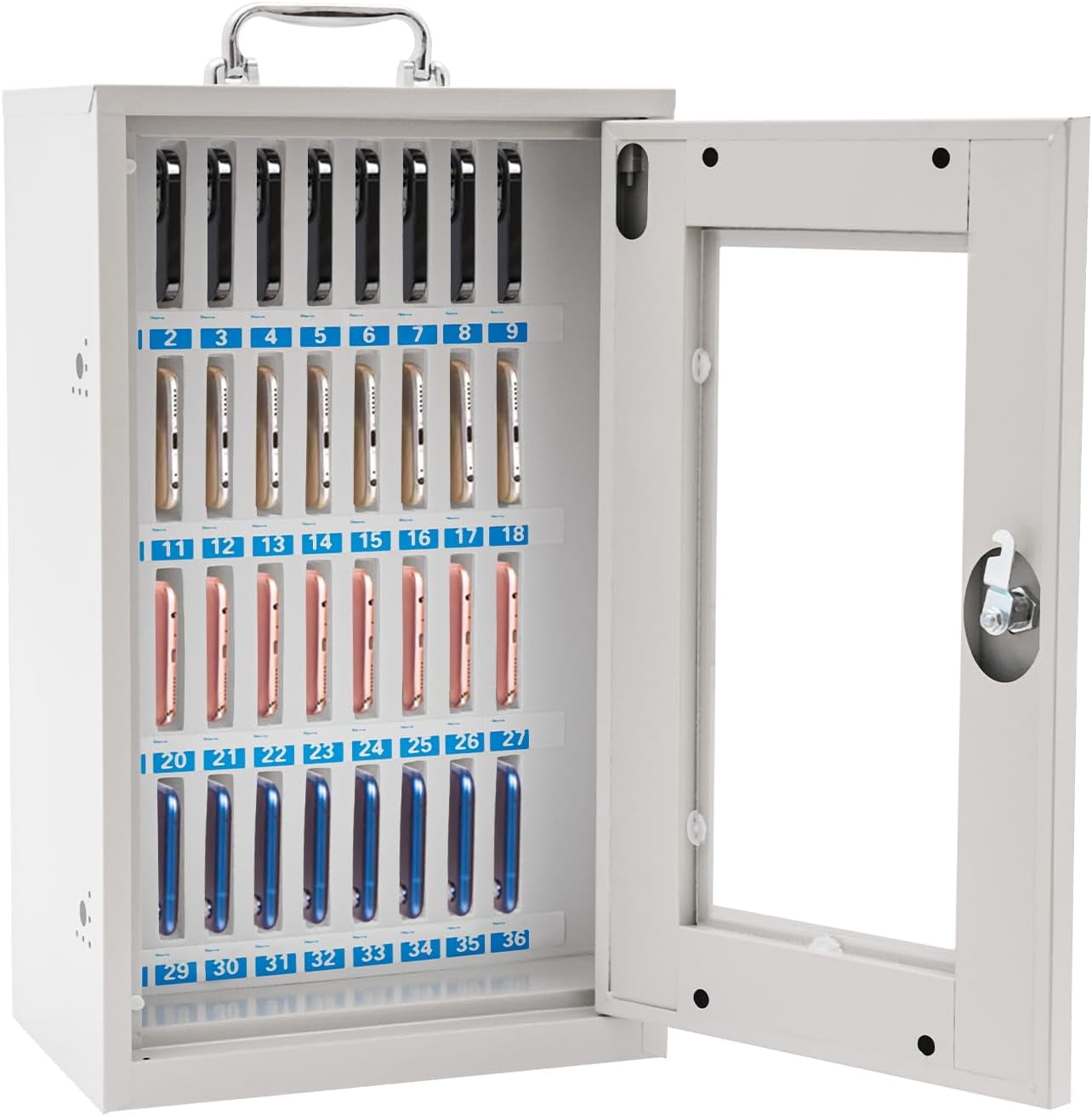 36 Slots Cell Phone Holder with Lock and Handle,Office Classroom Cell ...