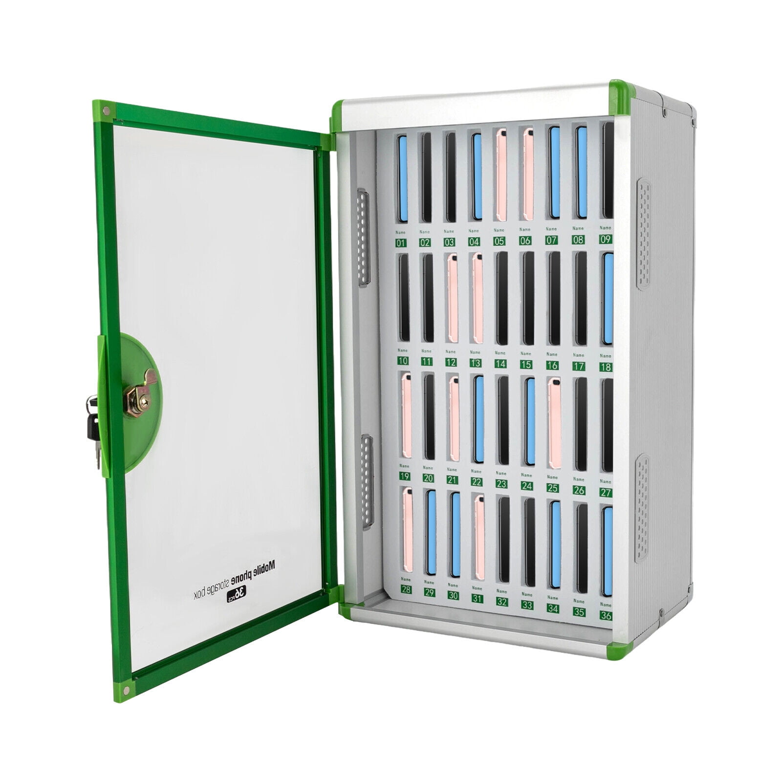 36 Slots Cell Phone Locker Phone Storage Cabinet Pocket Chart W/ Lock ...