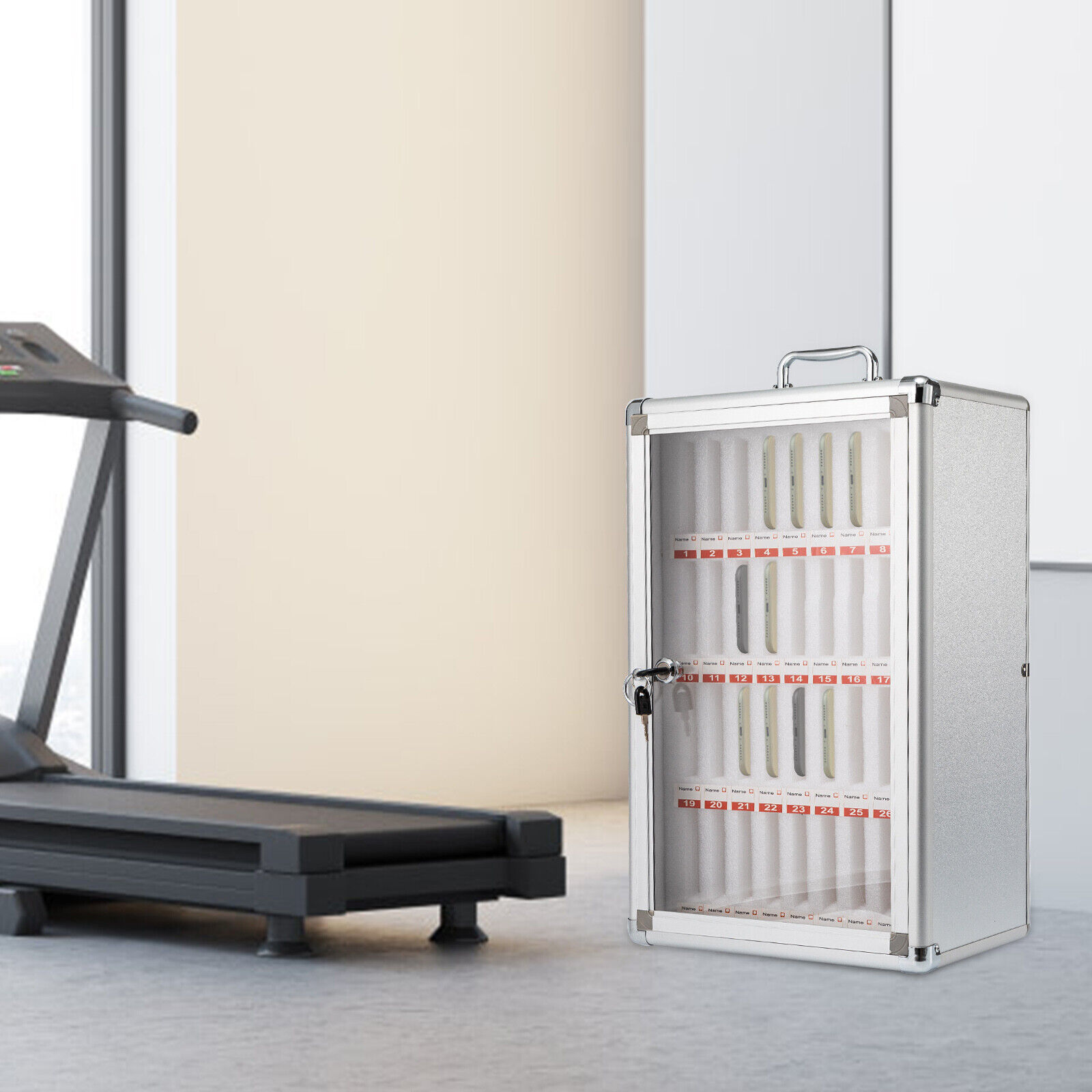 36 Slots Cell Phones Storage Cabinet Aluminum Alloy Pocket Chart Cell ...